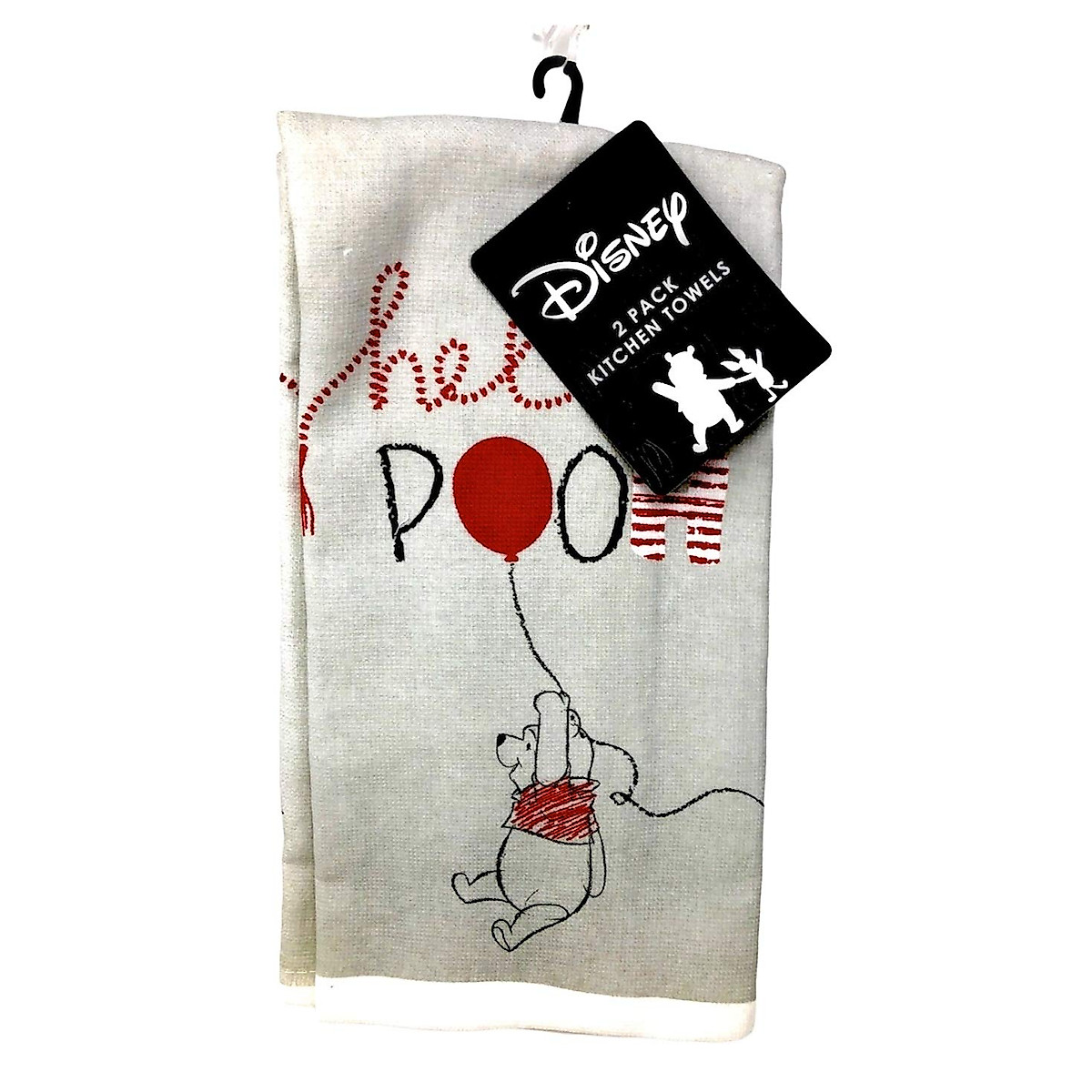 Best Brands Kitchen Towel 100% Cotton, 2pk-Soft and Absorbent Decorative Kitchen Towels - Grey with Red Balloons