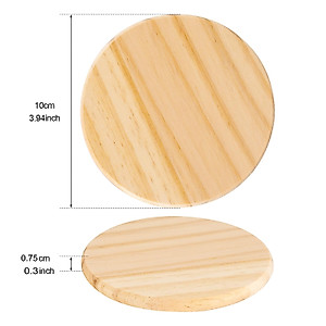 Unfinished Wood Coasters for Crafts,12PACK 4 Inch Round Blank Wooden Coasters with Non Slip Pad for DIY Stained Painting Wood Engraving Wedding Halloween Christmas Home Decoration