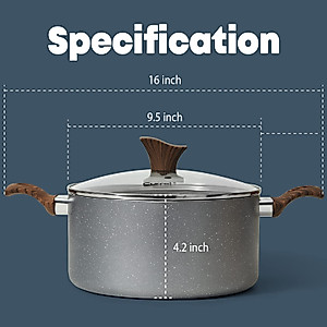 Non Stick Dutch Oven StockPot with lid, 5 Quart Nonstick Stock Pot Soup Pot, Granite Pasta Pot Cooking Pot, Casserole with Double Handles, Induction Compatible, Dishwasher Safe, PFOA Free