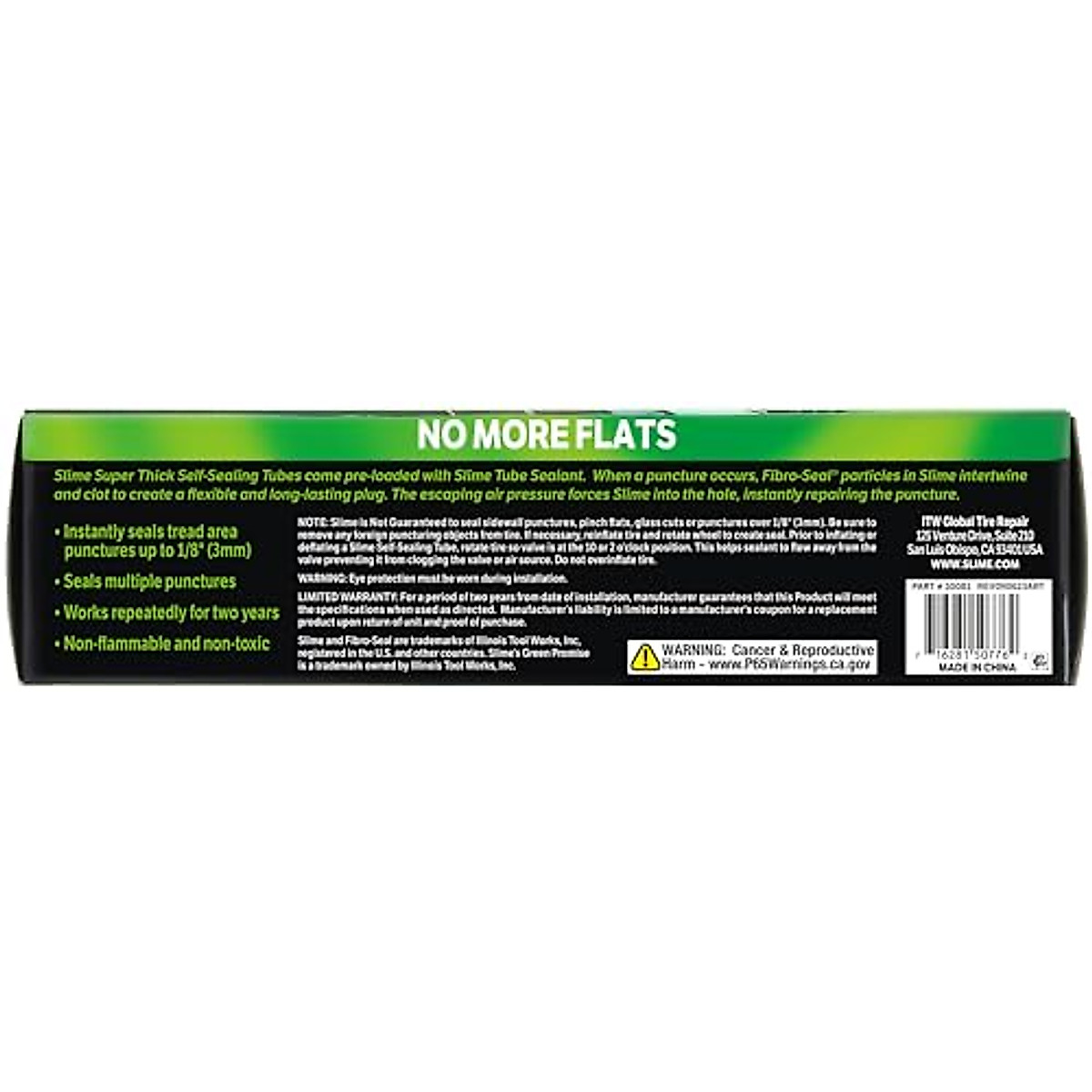 Slime 30081 Bike Inner Tube with Slime Puncture Sealant, Super Thick, Extra Strong, Self Sealing, Prevent and Repair, Schrader Valve, 26" x 1.75-2.125"