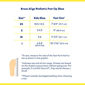 Brace Align Pediatric Children’s Square Toe Post Op Shoe For Kids and Youth- HCPCS L3260- For Broken or Fractured Foot or Toe, Post Surgical, Soft Tissue Injury- Left or Right Foot