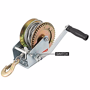 ZOENHOU 1600lbs Capacity Heavy Duty Hand Winch with 49FT / 15m Steel Cable, Hand Crank Winch, Boat Trailer Winch Manual Winch with Hook and Gear Grease, for Pulling Boat Trailer Truck