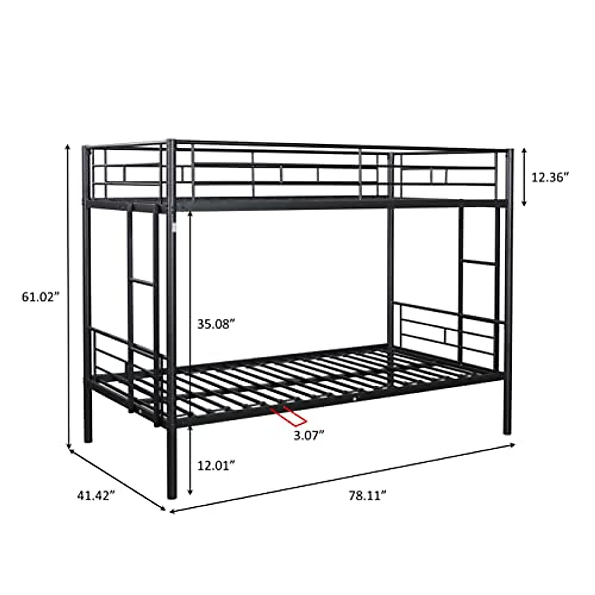 Merax Metal Twin Over Twin Bunk Bed with 2 Side Ladders,Made of Heavy Duty Steel, for Kids Teens Adults(Black)