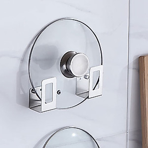 Hemoton 6 Pack Pot Lid Organizer for Cabinet Universal Pan Lid Organizers Stainless Steel Pot Lid Racks Pan Lid Holders Wall Mount Pots Top Storage Organize Adjustable Pot Lid Holders