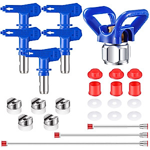 9 Pieces Paint Sprayer Airless Reversible Spray Tip Nozzles Paint Spray Tips Airless Sprayer Nozzles and Airless Sprayer Gun Tip Extension with Red Guard Pole Rod and Paint Sprayer Tips