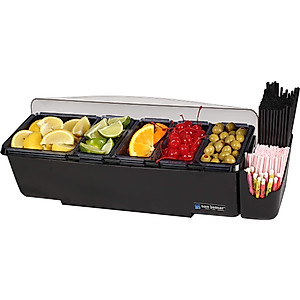 San Jamar Dome Plastic Garnish Center, 8 Pint - 5 Tray, Black