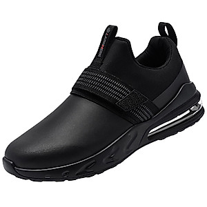 LARNMERN Non Slip Work Shoes Men Kitchen Chef Slip Resistant Shoe Waterproof Food Service Restaurant Air Cushion Working Footwear(Black/10)
