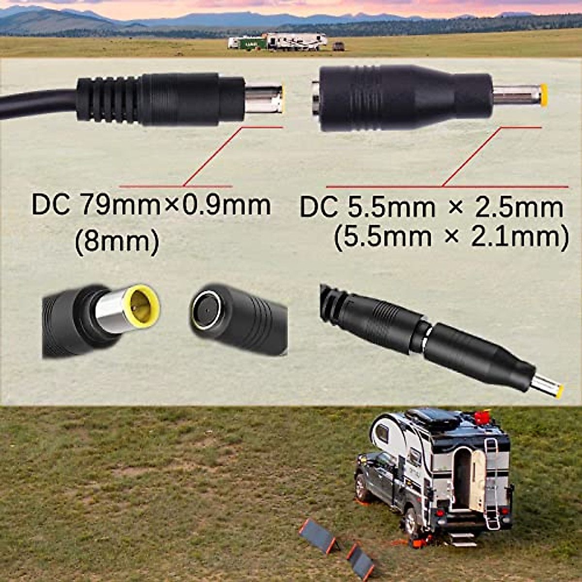 KarlKers 8mm Dc Power Plug, DC 8mm Adapter for Solar Panels, DC7909 Female to 5.5mm X 2.5mm Male Connector Solar Plug Adapter for Solar Generator Portable Power Station, Rechargeable Battery 3 Pack