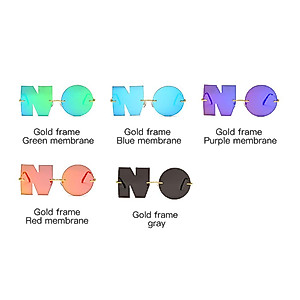 ENTHYI Letter NO Party Rimless Irregular Design Sunglasses For Men/Women UV400 Streetwear Eyewears (black)