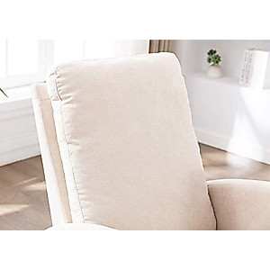 Dolonm Rocking Chair Mid-Century Modern Nursery Rocking Armchair Upholstered Tall Back Accent Glider Rocker for Living Room (Beige)