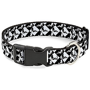 Buckle-Down 13-18" Mud Flap Girl Diamonds Black/White Plastic Clip Collar, Wide Small