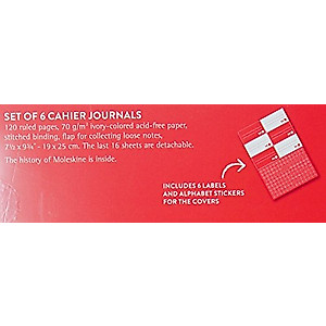 Moleskine Cahier Journals, 120 Ruled Pages, 7.5" x 9.75", 6 Pack