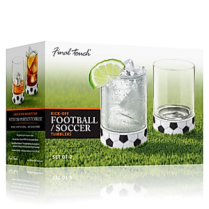 Final Touch Kick-Off Whiskey and Cocktail Soccer/Football Tumbler Sports Glasses - 12oz (350ml) - Set of 2 (FTA6672)