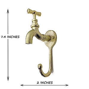 5MOONSUN5 Tap Coat Hook, Heavy Duty Brass Finish, Wall Mounted Vintage Style Collection Tap Single Coat Hook Clothes Rack Wall Hanger, Polish Finish