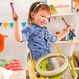 B. toys – Musical Instruments For Kids – Portable Drum Set – Percussion Toys For Toddlers – Jingle Bell, Tambourine, Maraca & More – 18 Months + – Parum Pum Pum