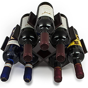 Sorbus® Wine Rack Butterfly - Stores 8 Bottles of Wine - Sleek and Chic Looking - Minimal Assembly Required (Brown)