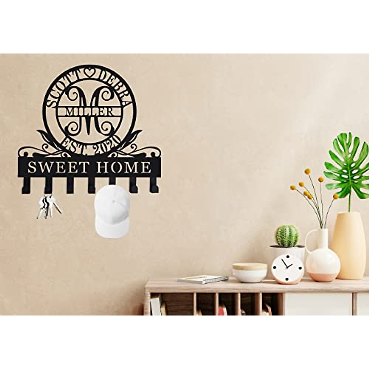 HRZSIGNFC Personalized Key Holder for Wall, Metal Key Hooks for Wall, Wall Key Holder, Custom Name Key Rack for Wall, Coat Rack, Towel Rack, Key Hanger for Wall, Custom Name Key Holder