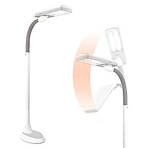 OttLite Standing Floor Lamp with Adjustable Neck, Pivoting Shade Multiuse Lamp - 36w Compact Fluorescent Lamp for Bright Natural Daylight - Modern Home Decor, for Living Room, Reading, Dorm & Office