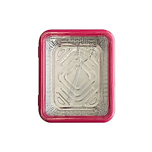 Fancy Panz Classic, Dress Up & Protect Your Foil Pan, Made in USA, Fits Half Size Foil Pans. Foil Pan & Serving Spoon Included. Hot or Cold Food. Stackable for easy travel. (Hot Pink)