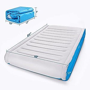 Valwix Queen Air Mattress with Built-in Pump & Pillow, 17'' Height Air Bed w/Supportive Tech, Inflatable Mattress for Home & Travel, 660 LBS Capacity