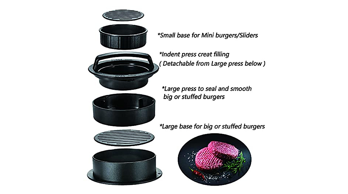 3-in-1 Hamburger Patty Maker for Perfect Burgers & Sliders