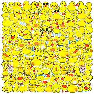 Sabary 200 Pcs Duck Stickers Bulk Cute Yellow Duck Waterproof Vinyls Stickers Decal Gifts for Water Bottles Sticker for Kids Teen Laptop Luggage Phone Skateboard Refrigerators Guitar