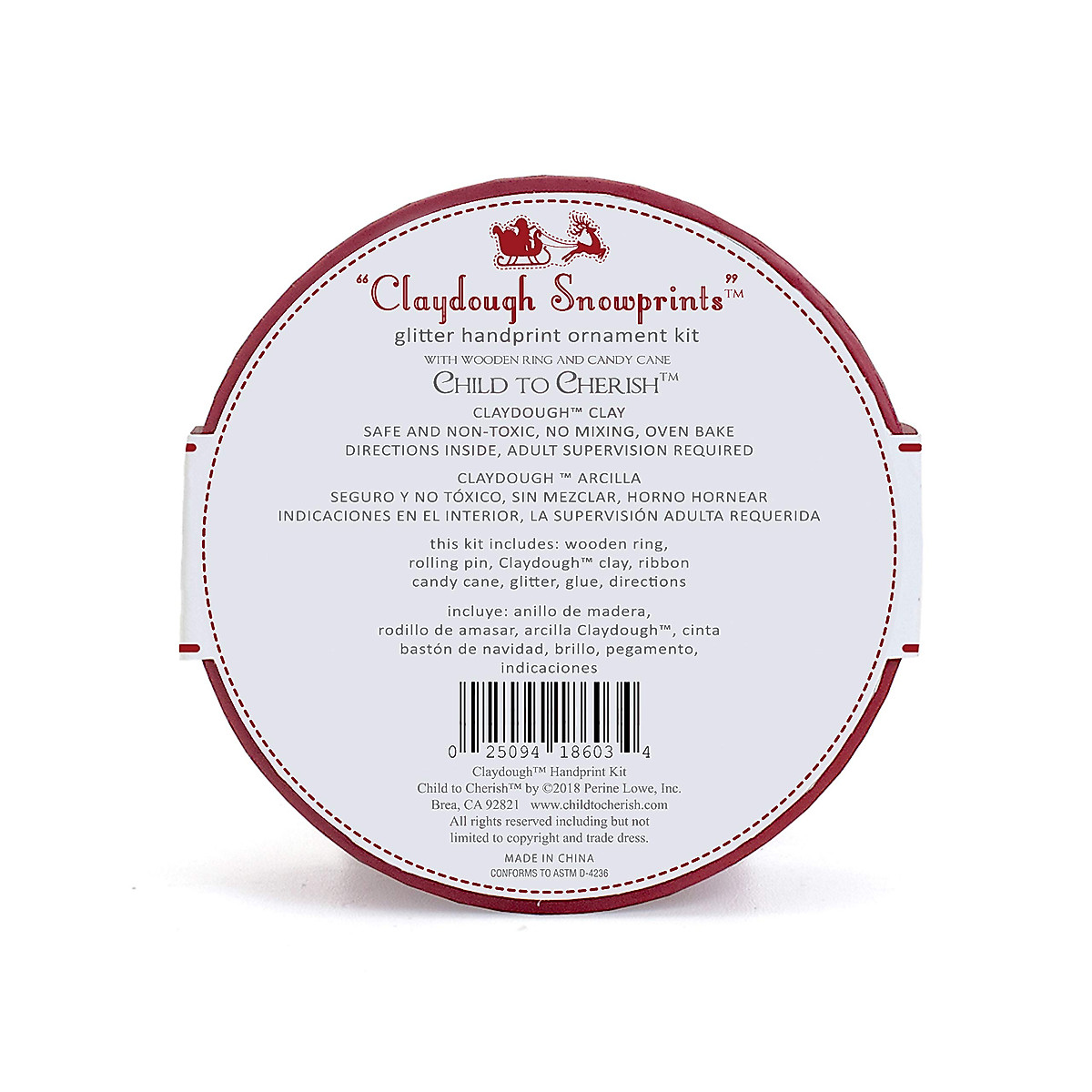 Child to Cherish Glitter Baby Handprint First Christmas Ornament Kit with Wooden Ring