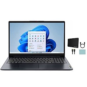 Lenovo ideapad 1 15.6 FHD Laptop, Intel Pentium Sliver N6000 Processor, 12GB RAM, 128GB eMMC, 1-Year Mircrosoft Office 365, Windows 11 Home in S Mode, Blue + Accessories