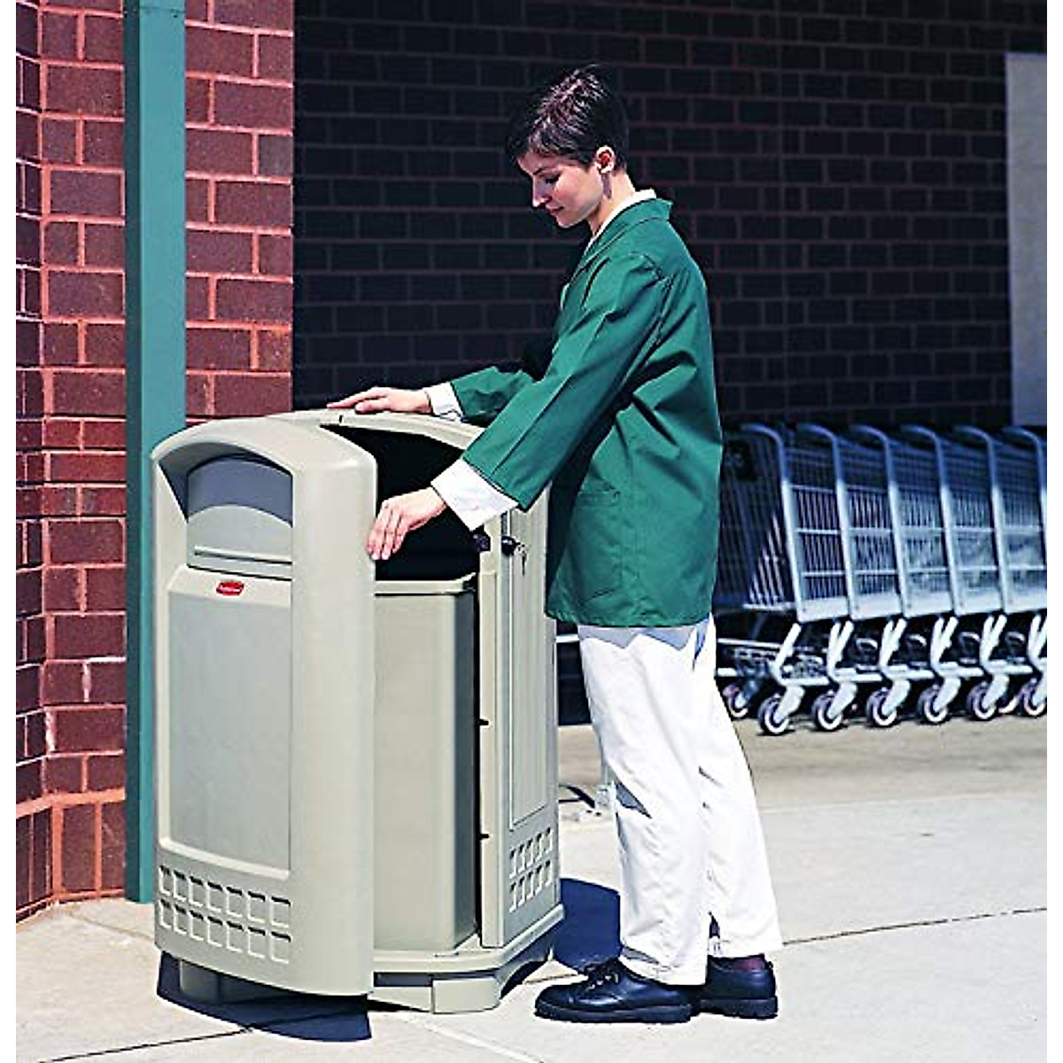 Rubbermaid Commercial Products 50-Gallon Untouchable Square Trash/Garbage Can for Offices/Stores/Restaurants, Blue Recycling (FG395973BLUE)