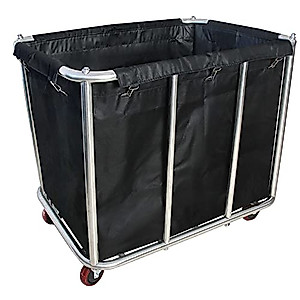 Laundry Cart,Industrial Commercial Large Rolling Laundry Cart Dirty Clothes Bin with Wheels,Heavy Duty Canvas Hamper,11.5 Bushel,260LBS Load Laundry Cart (Black)