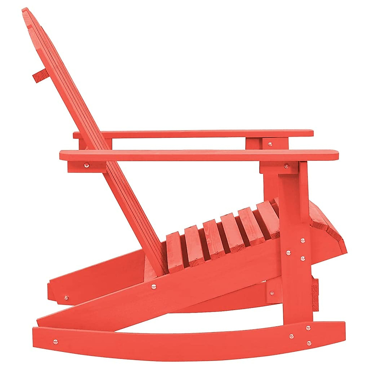 Tidyard Patio Rocking Adirondack Chair Solid Fir Wood Red Outdoor Fire Pit Chair Wooden Garden Armchair for Porch Pool Lawn Deck Backyard Balcony Outdoor