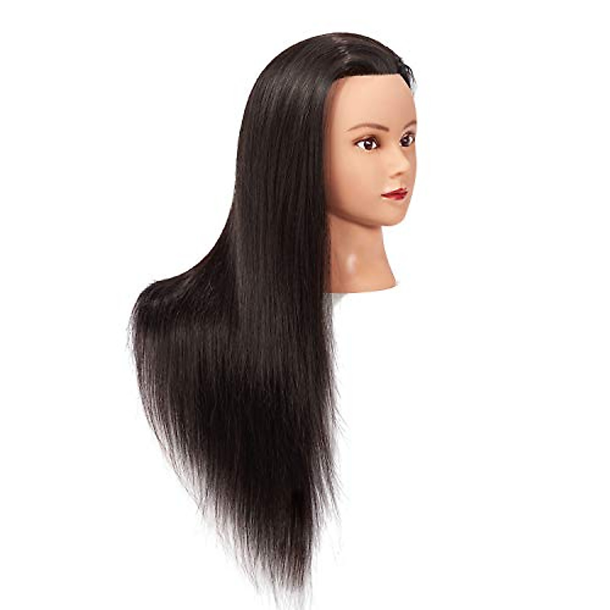 Training Head 26"-28" Mannequin Head Hair Styling Manikin Cosmetology Doll Head Synthetic Fiber Hair Hairdressing Training Model Free Clamp (1711LB0220)