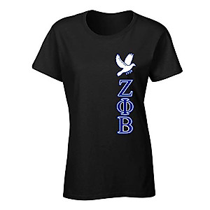 Zeta Phi Beta Sorority Vertical Graphic T Shirt Black Large