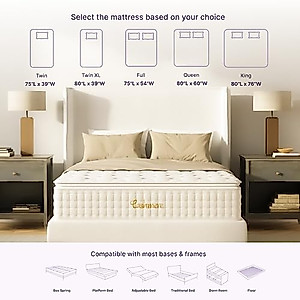 NapQueen Cashmere, 14" Queen Hybrid of Memory Foam and Edge Support Pocket Coils, Pillow Top Mattress