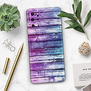 DesignSkinz Pink & Blue Dyed Wood Protective Vinyl Decal Wrap Skin Cover Compatible with The Samsung Galaxy S20 (Screen Trim & Back Glass Skin)