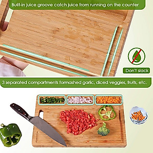InnoStrive Cutting Board 100% Organic Bamboo Cutting Board For Kitchen Durable Chopping Board For Meats Bread Fruits With Deep Juice Croove…