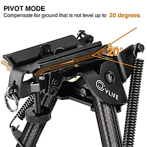 CVLIFE Carbon Fiber Tilt Bipod Pivot 6-9 Inches Bipod with Picatinny Adapter and Detachable S Lock Lever