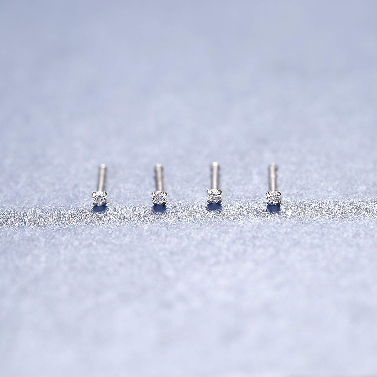 Sllaiss 4Pcs Sterling Silver Nose Rings Studs for Women Men Inlaid 1.5mm 2mm Austrian CZ Silver 20G Cartilage Piercing 925 Nose Piercing (1.5)