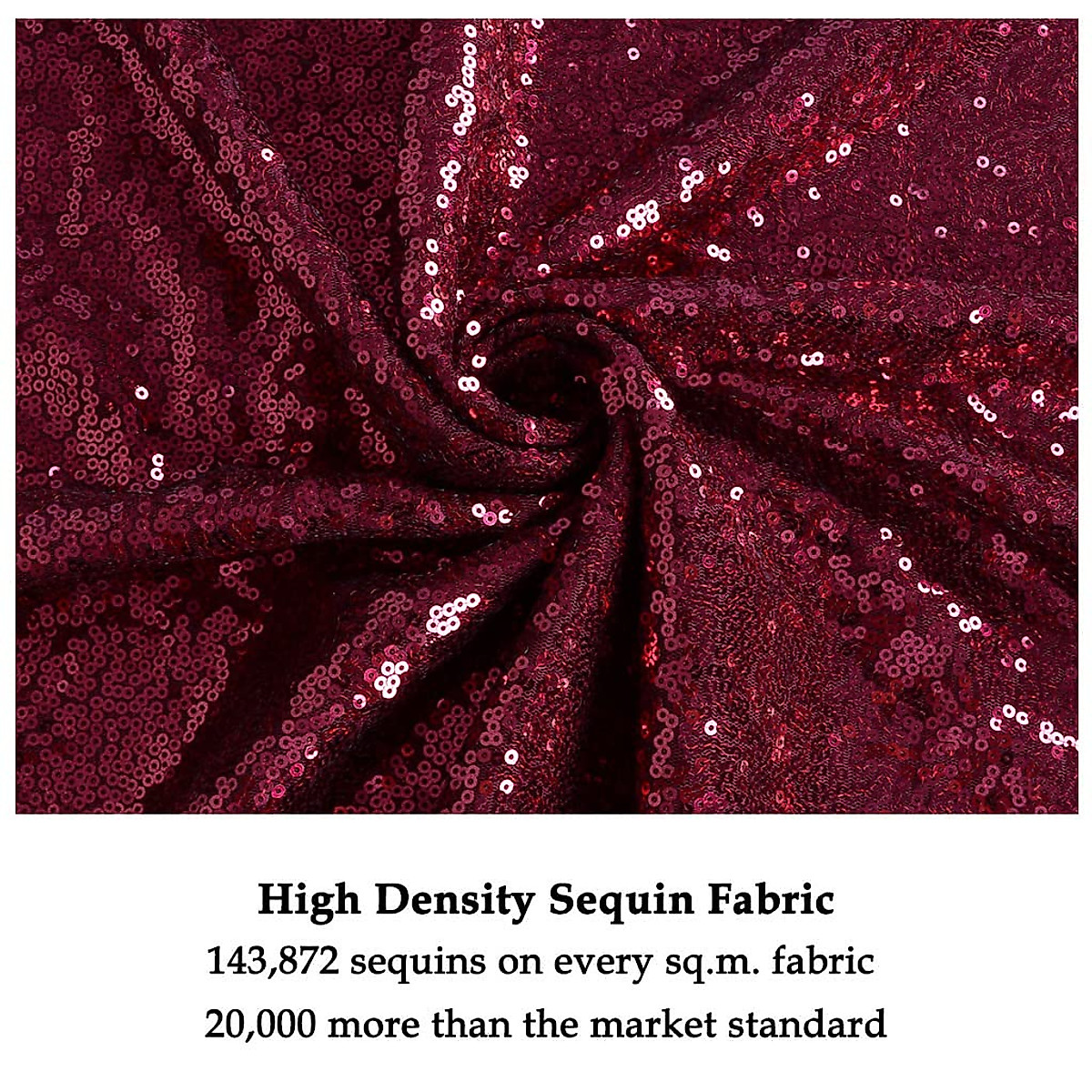 AMZLOKAE Fabric by The Yard Burgundy Sequin Fabric Glitter Fabric Shower Curtain Lining Fabric by The Yard for Dress Clothing DIY Sewing Material (1 Yard, Burgundy)