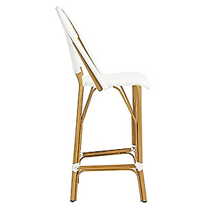 SAFAVIEH PAT4008C Outdoor Collection Ford White French Bistro 30-inch Bstro Bar Stool