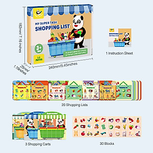 Panda Juniors Memory Game, Shopping List Game Educational Matching Games for Kids Toddlers Ages 3 and Up Preschool Home Learning Montessori STEM Board Games Gift Toys