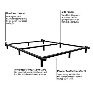 AMOBRO Bed Frame King Size, Easy Assembly Metal King Bed Frame for Boxspring and Mattress, 7 Inchs Heavy Duty 9 Legs Support Base Tool-Free