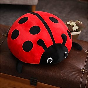 pangcangshu Cute Plush Toy Soft Ladybug Ladybird Insect Hold Doll Pillow Cushion Novelty Children Birthday Gift (Red, 30cm/11inch)