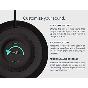 SNOOZ Pro - Smart White Noise Machine & Travel Case - Real Fan Inside, Non-Looping White Noise, Adjustable Tone & Volume - App-Based Remote Control & Sleep Timer - Midnight