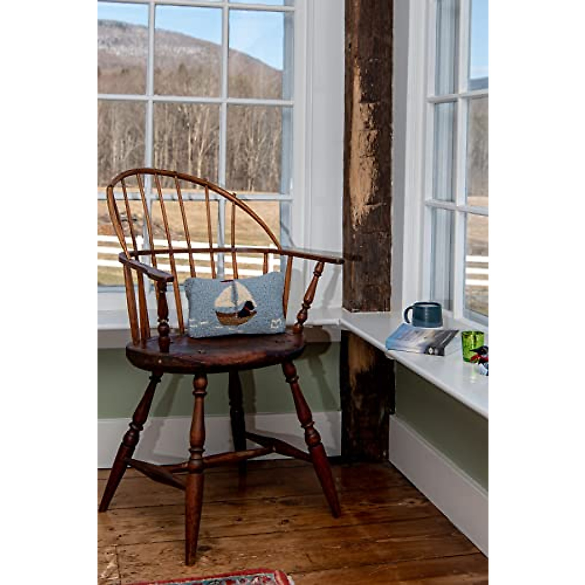 Chandler 4 Corners Artist-Designed Black Lab Sailing Hand-Hooked Wool Decorative Petite Throw Pillow (8” x 12”)