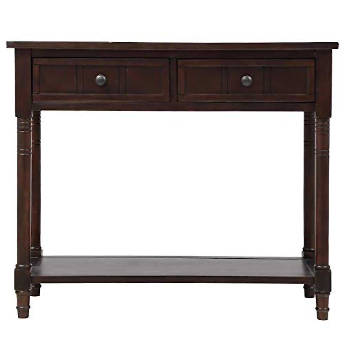 Merax LUMISOL 35.43" Accent Console Table, Entryway Sofa Table with 2 Drawers and Bottom Shelf, Easy Assembly, Espresso