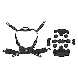 Airshi Helmet Dial Suspension System Chin Strap, Adjustable 24 Hook and Fasteners Helmet Padding Kit Soft for Outdoor (Black Sponge)