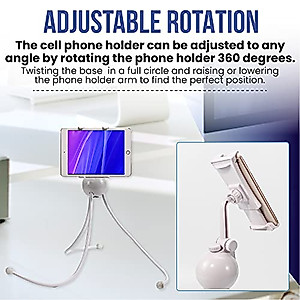 Flexible Cell Phone Holder/Stand for Bed - Hands Free iPhone and Android Phone Stand Holder - Bendable Tripod with Rotating Tablet/Mobile Phone Holder for Filming, Reading or Watching Videos