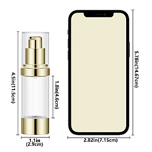 Lil Ray 1 Oz Refillable Airless Pump Bottle, Empty Travel Lotion Container, Plastic Cosmetic Dispenser for Liquid foundation, Lotion, Essential oil, Shampoo (6PCS,Light Gold)