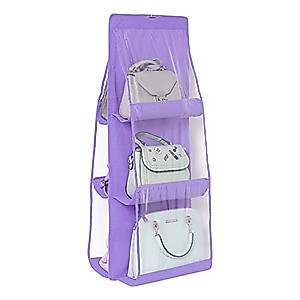 Hanging Bag 3 Layers with Hanging Hook High Capacity Transparent Collapsible 6 Pockets Dust Proof Handbag Storage Bag Household